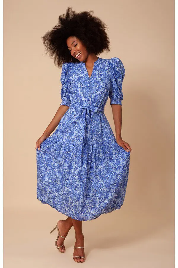 Hale Bob Matilde Voile Midi Dress - Blue