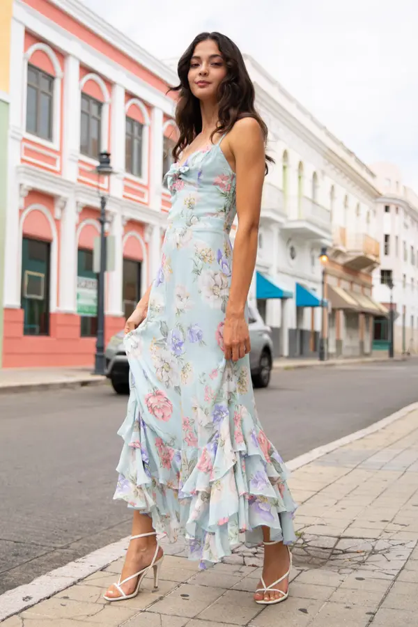 fitted lace wedding dress Carmela Maxi Dress Sage main image 1