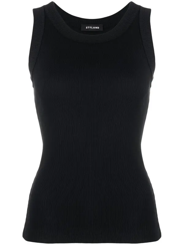 STYLAND Ribbed Knit Tank Top - Black