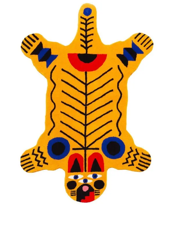 QEEBOO Geometric-print Tiger Carpet - Yellow