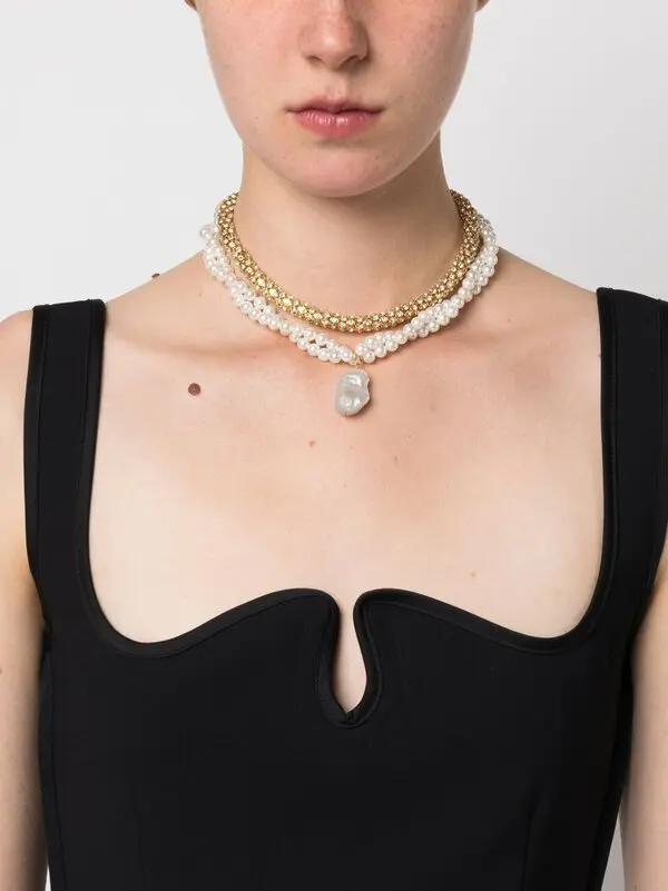 ATU BODY COUTURE Crystal-embellished Pearl Necklace