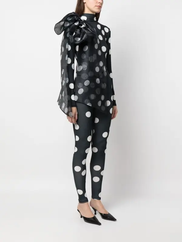 ATU BODY COUTURE Bow-detail Polka-dot Jumpsuit - Black
