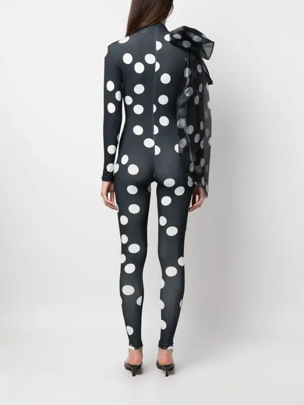 ATU BODY COUTURE Bow-detail Polka-dot Jumpsuit - Black