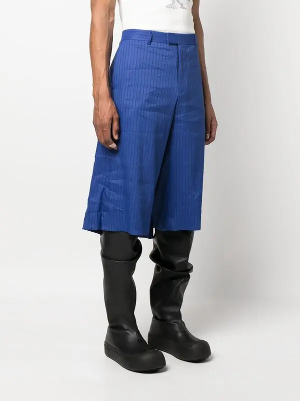 Moschino Vertical Stripe Linen Blend Knee-length Shorts