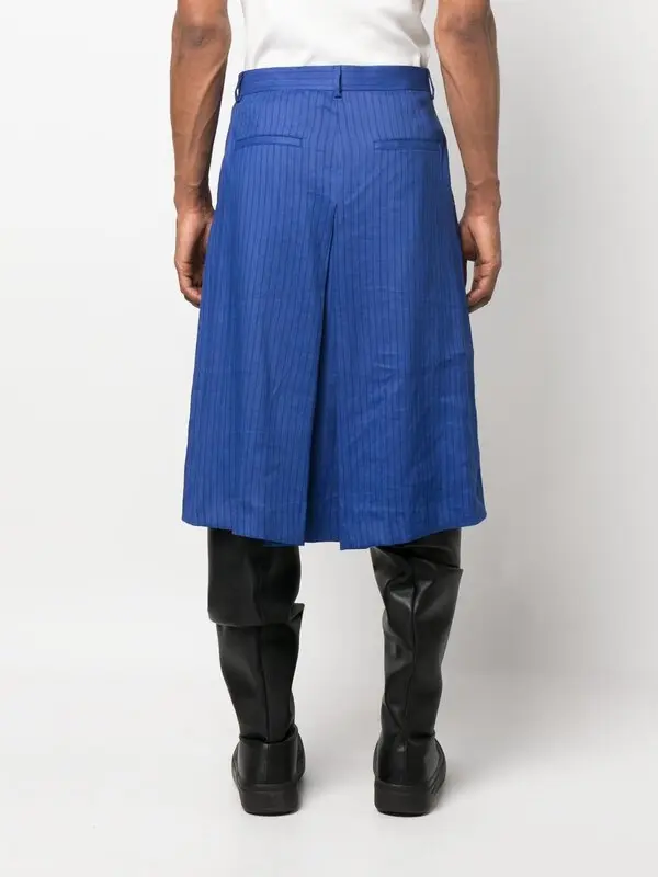 Moschino Vertical Stripe Linen Blend Knee-length Shorts