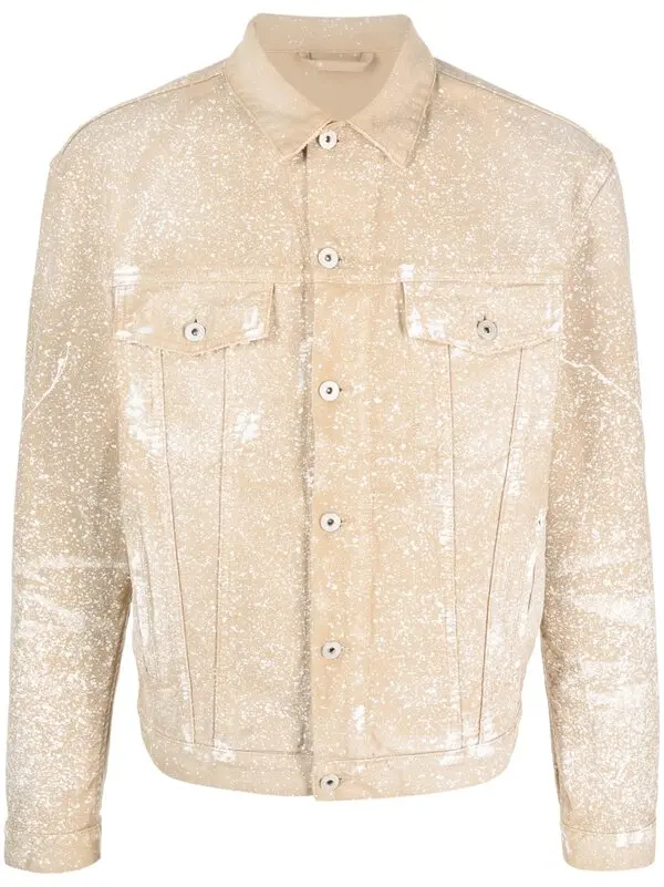 Heron Preston Paint-splatter Denim Shirt Jacket - Brown