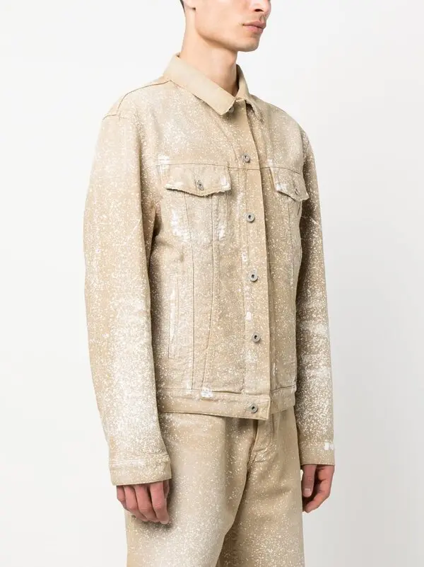 Heron Preston Paint-splatter Denim Shirt Jacket - Brown