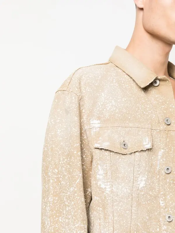 Heron Preston Paint-splatter Denim Shirt Jacket - Brown