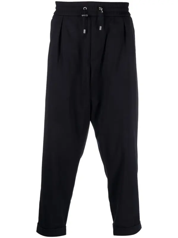 Balmain Embossed-button Drawstring Trousers - Blue