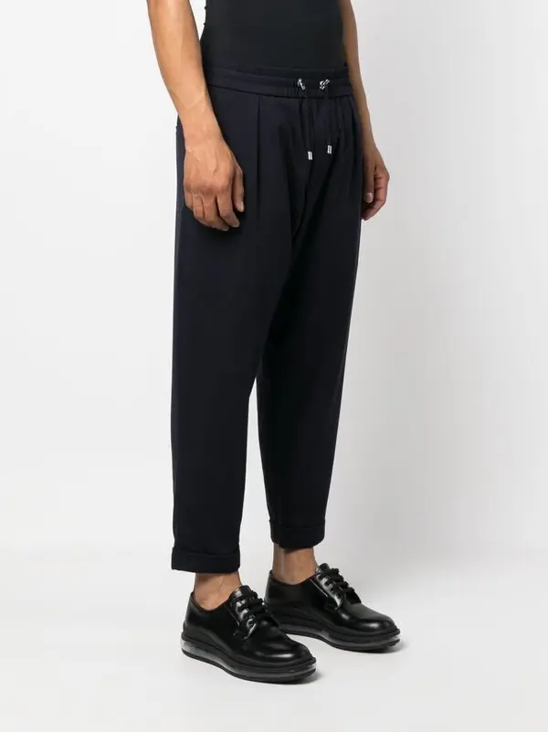 Balmain Embossed-button Drawstring Trousers - Blue