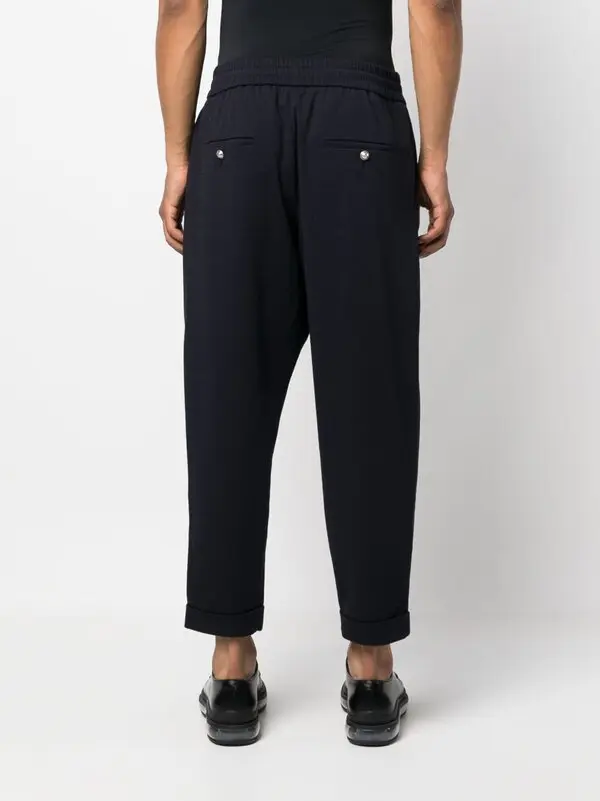 Balmain Embossed-button Drawstring Trousers - Blue