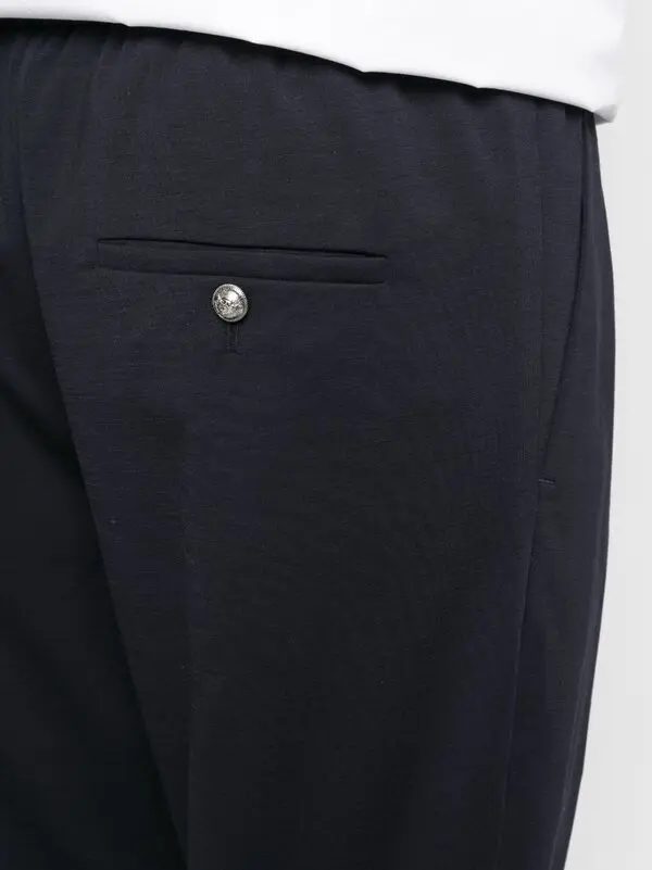 Balmain Embossed-button Drawstring Trousers - Blue