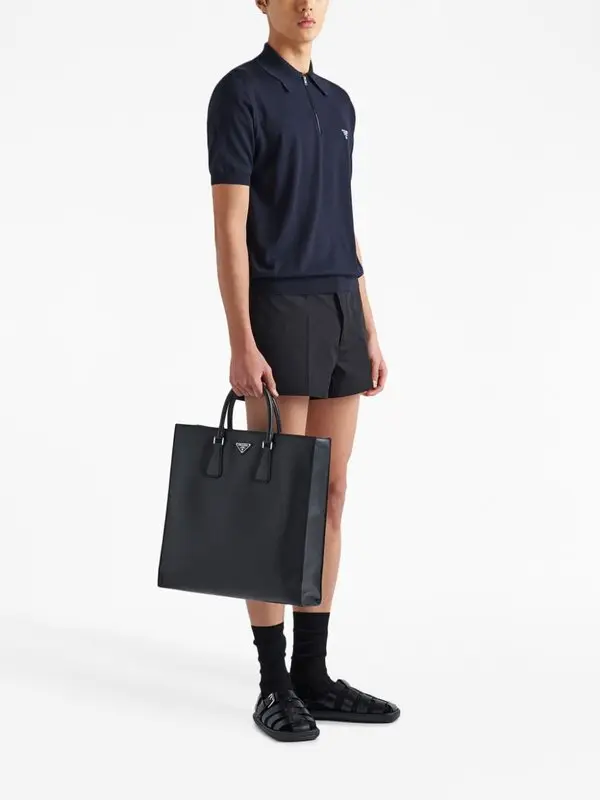 Prada Half-zip Wool Polo Shirt - Blue