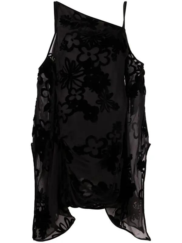 TOM FORD Cold-shoulder Devoré Minidress - Black