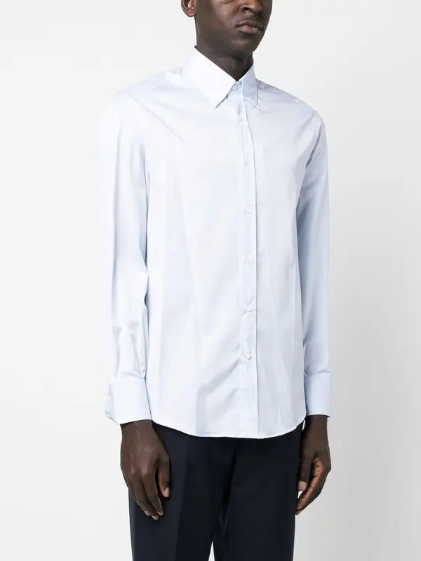 Brunello Cucinelli Long-sleeved Cotton Shirt - Blue