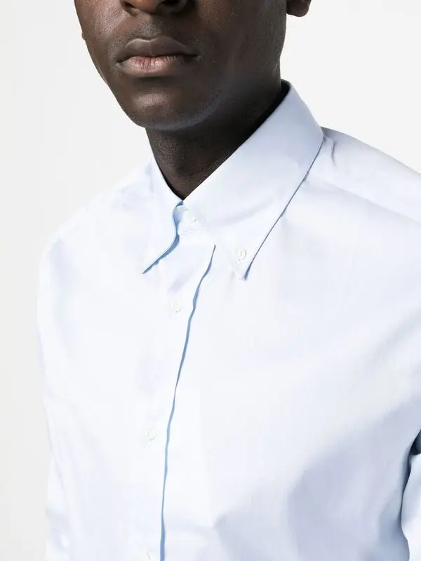 Brunello Cucinelli Long-sleeved Cotton Shirt - Blue