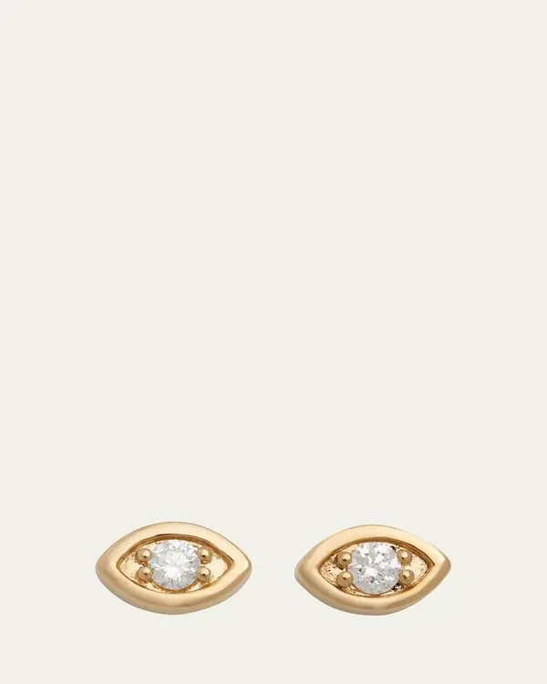 SYDNEY EVAN 14k Yellow Marquis Evil Eye Stud Earrings - Gold