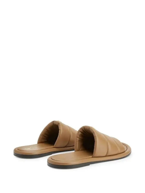 GIUSEPPE ZANOTTI Harmande Quilted Leather Slides - Brown