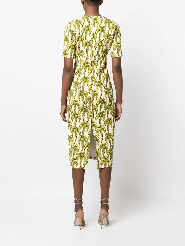 Roberto Cavalli Palm Tree-print Midi Dress