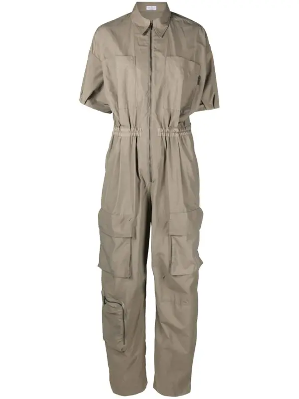 Brunello Cucinelli Zip-up Cargo Jumpsuit - Green