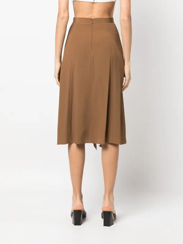 BLANCA VITA Draped Midi Skirt - Brown