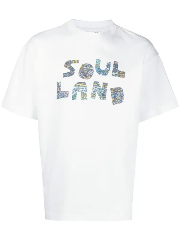 SOULLAND Paisley-logo Cotton T-shirt - White