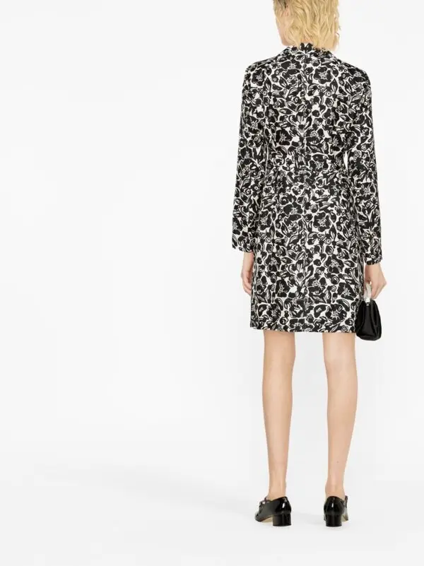 LANVIN Floral-print Belted Silk Dress
