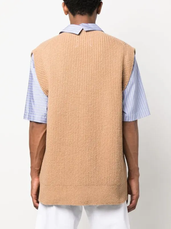 MAISON MARGIELA V-neck Ribbed-knit Vest