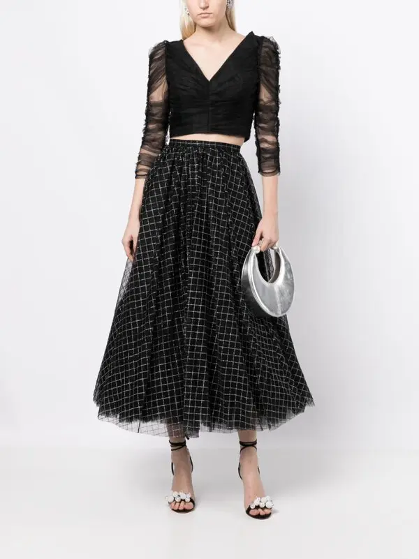 Zimmermann Ruched Tulle Cropped Top