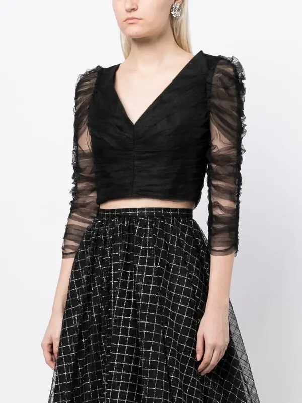 Zimmermann Ruched Tulle Cropped Top