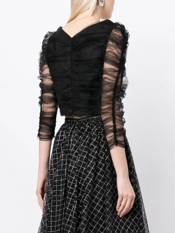 Zimmermann Ruched Tulle Cropped Top