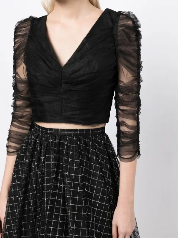 Zimmermann Ruched Tulle Cropped Top