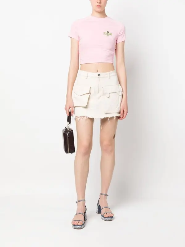 CHIARA FERRAGNI Embroidered-logo Cropped T-shirt