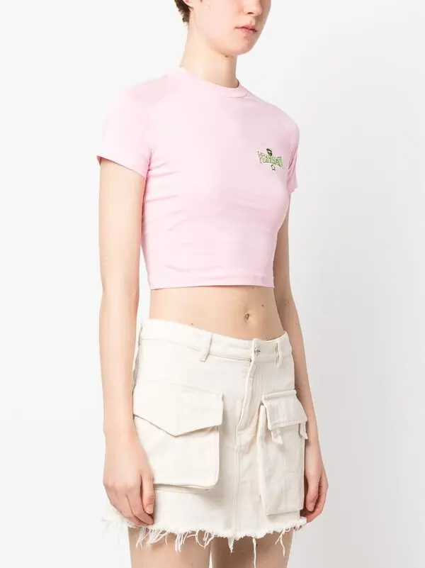 CHIARA FERRAGNI Embroidered-logo Cropped T-shirt