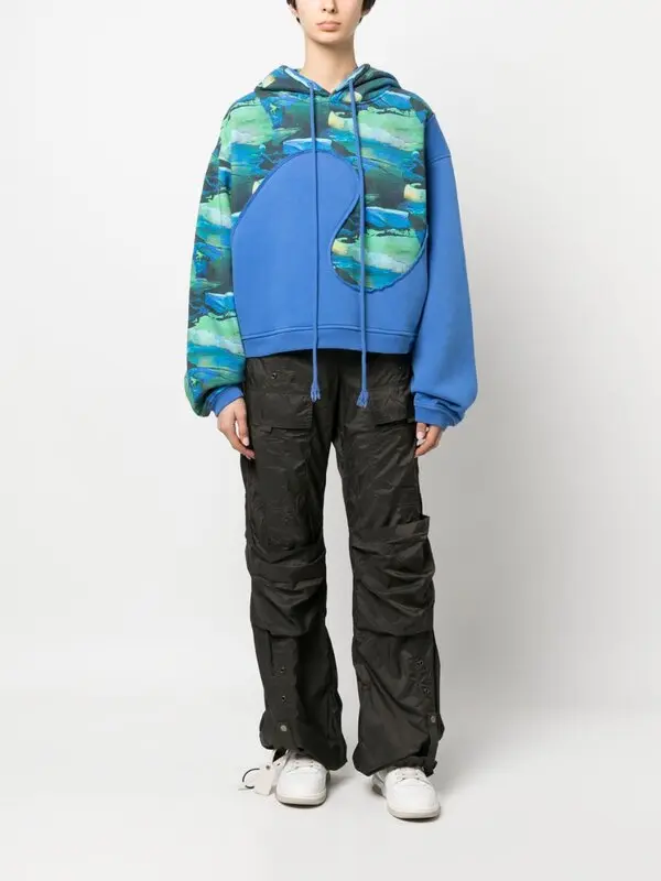 ERL Abstract-print Long-sleeved Hoodie - Blue