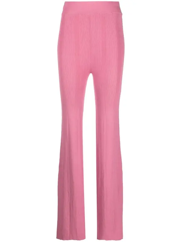 Remain Birger Christensen Ribbed Knit Flared Trousers - Pink