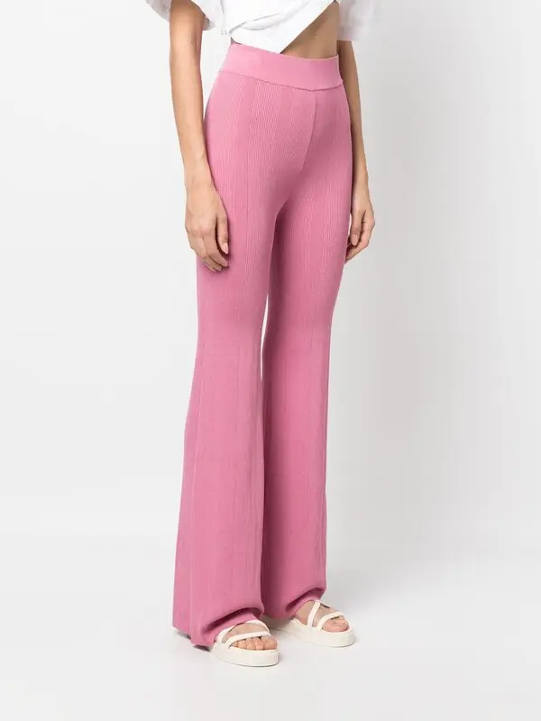 Remain Birger Christensen Ribbed Knit Flared Trousers - Pink