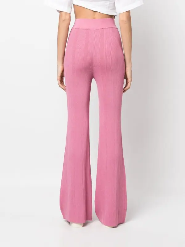 Remain Birger Christensen Ribbed Knit Flared Trousers - Pink