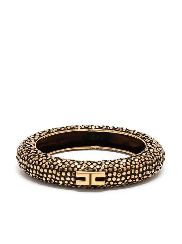 Elisabetta Franchi Rigid Textured Bracelet - Gold