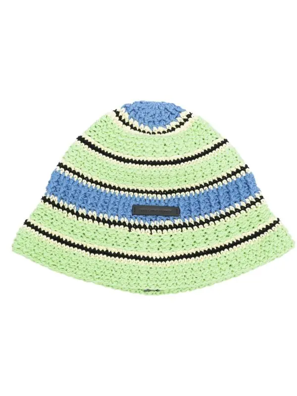 Stella McCartney Crochet Knit Cotton Bucket Hat - Green