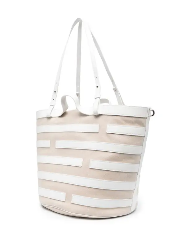 Casadei Stripe-pattern Leather Tote Bag - Neutrals