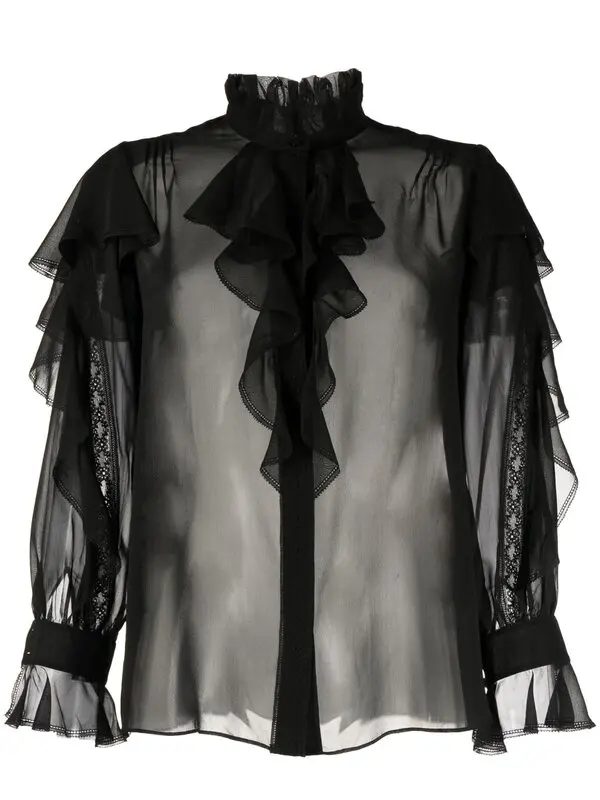 Shiatzy Chen See-through Silk Shirt - Black