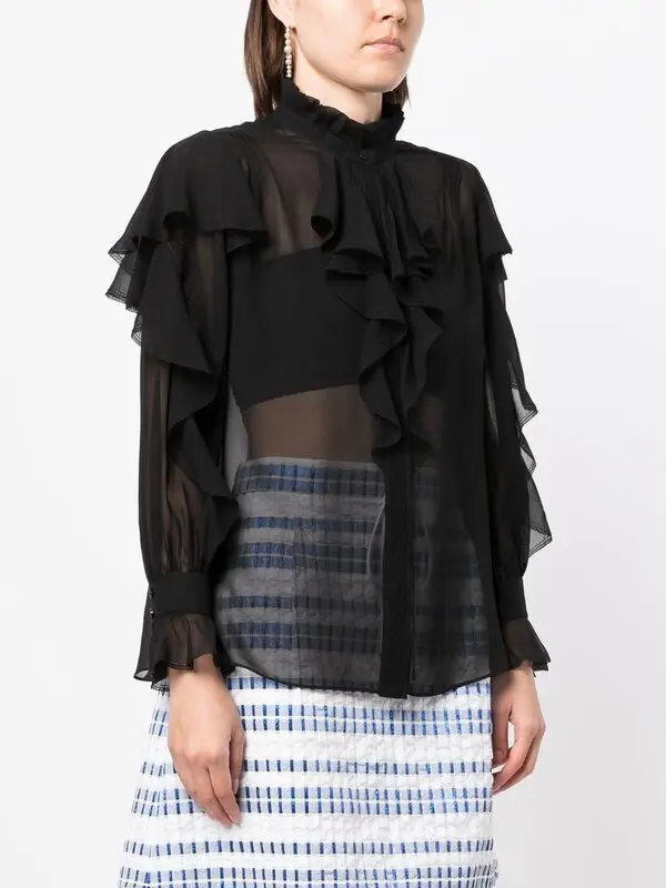 Shiatzy Chen See-through Silk Shirt - Black
