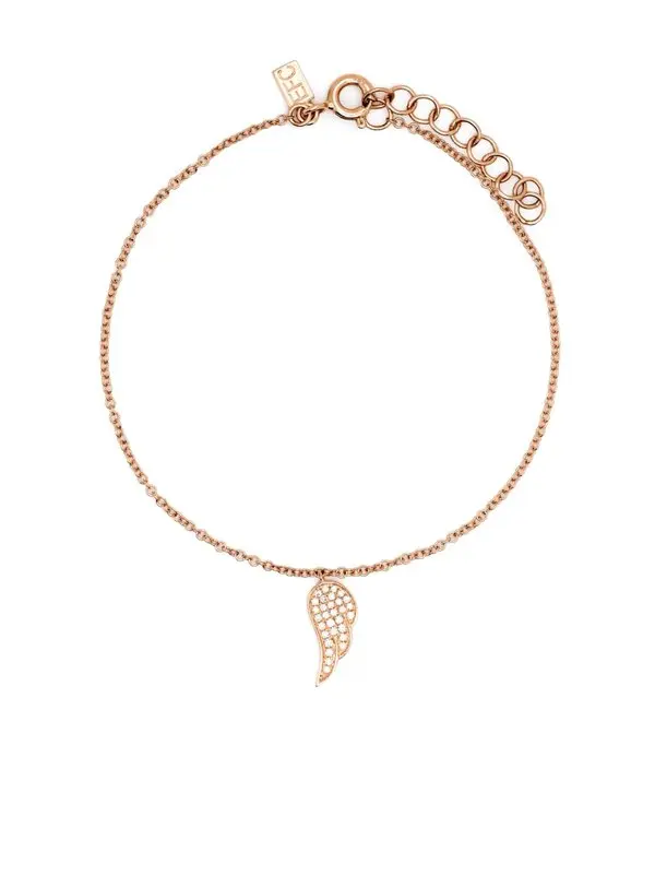 Ef Collection 14kt Rose Gold Angel Wing Diamond Bracelet - Pink