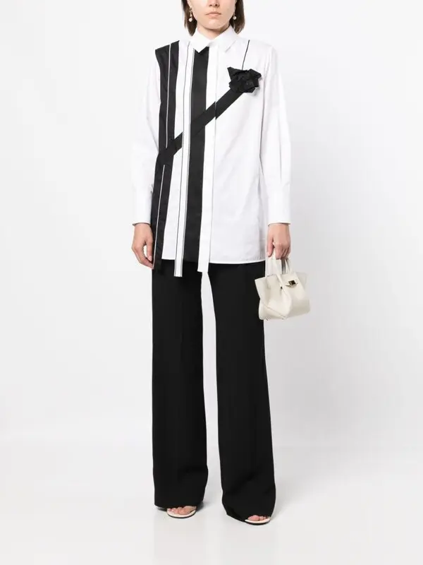 Shiatzy Chen Cotton Shirt With Ribbon Detailing