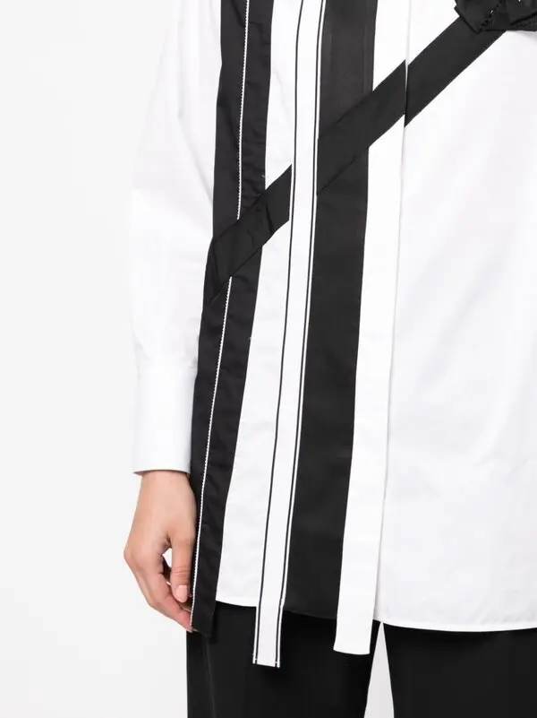 Shiatzy Chen Cotton Shirt With Ribbon Detailing