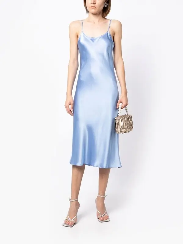 Voz Satin-finish Midi Dress - Blue