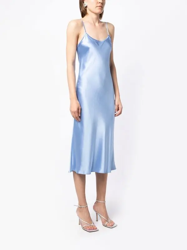 Voz Satin-finish Midi Dress - Blue