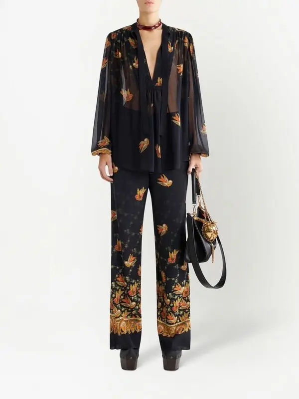 Etro Silk Paisley-print Straight Trousers