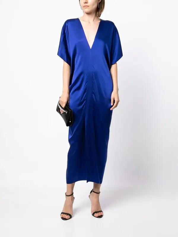 Voz Kaftan-style Silk Dress - Blue